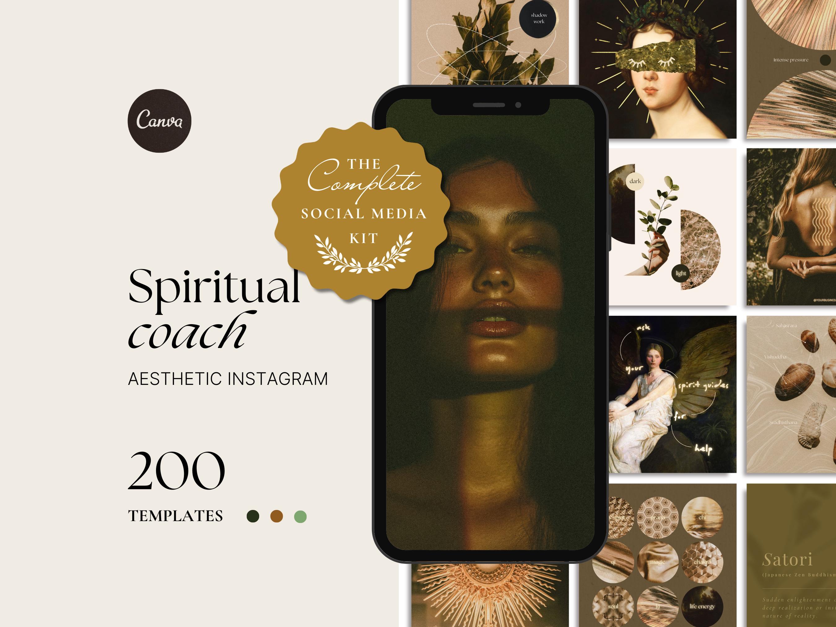 Celestial Gold Spiritual Coach Social Media Template Bundle, Wellness Coach, Life Coach, Health ...