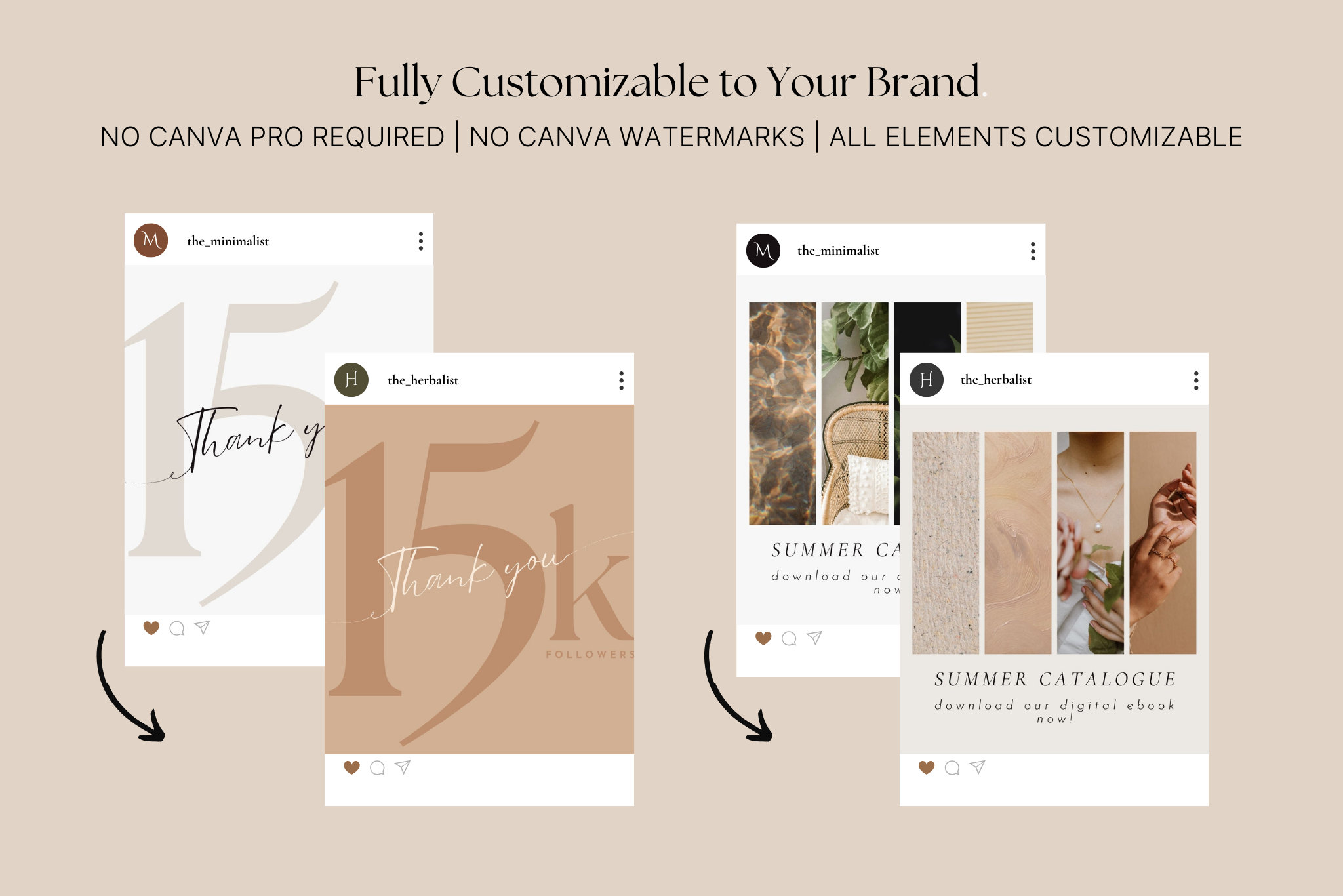 Natural Boho Aesthetic, Minimalist Social Media Canva Templates, Clean ...