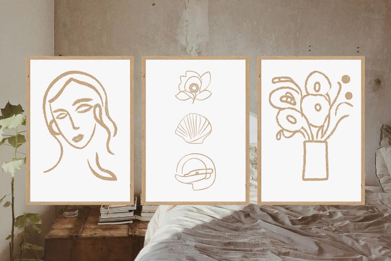 Minimalist Aesthetic Icons Bundle, Whimsical Lineart Illustrations ...