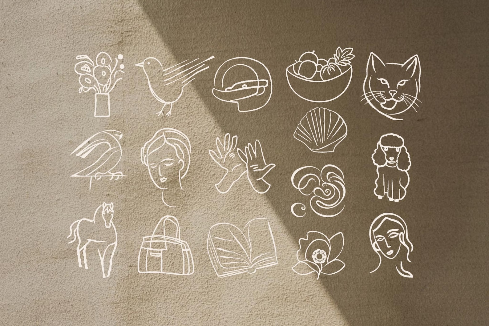 Minimalist Aesthetic Icons Bundle, Whimsical Lineart Illustrations ...