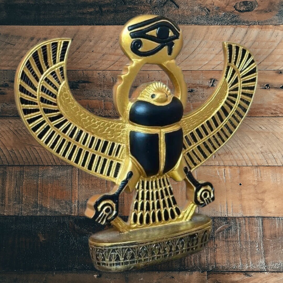 Scarab Beetle Sculpture Symbol of Renewal With a Sun Disk Winged SCARAB ...