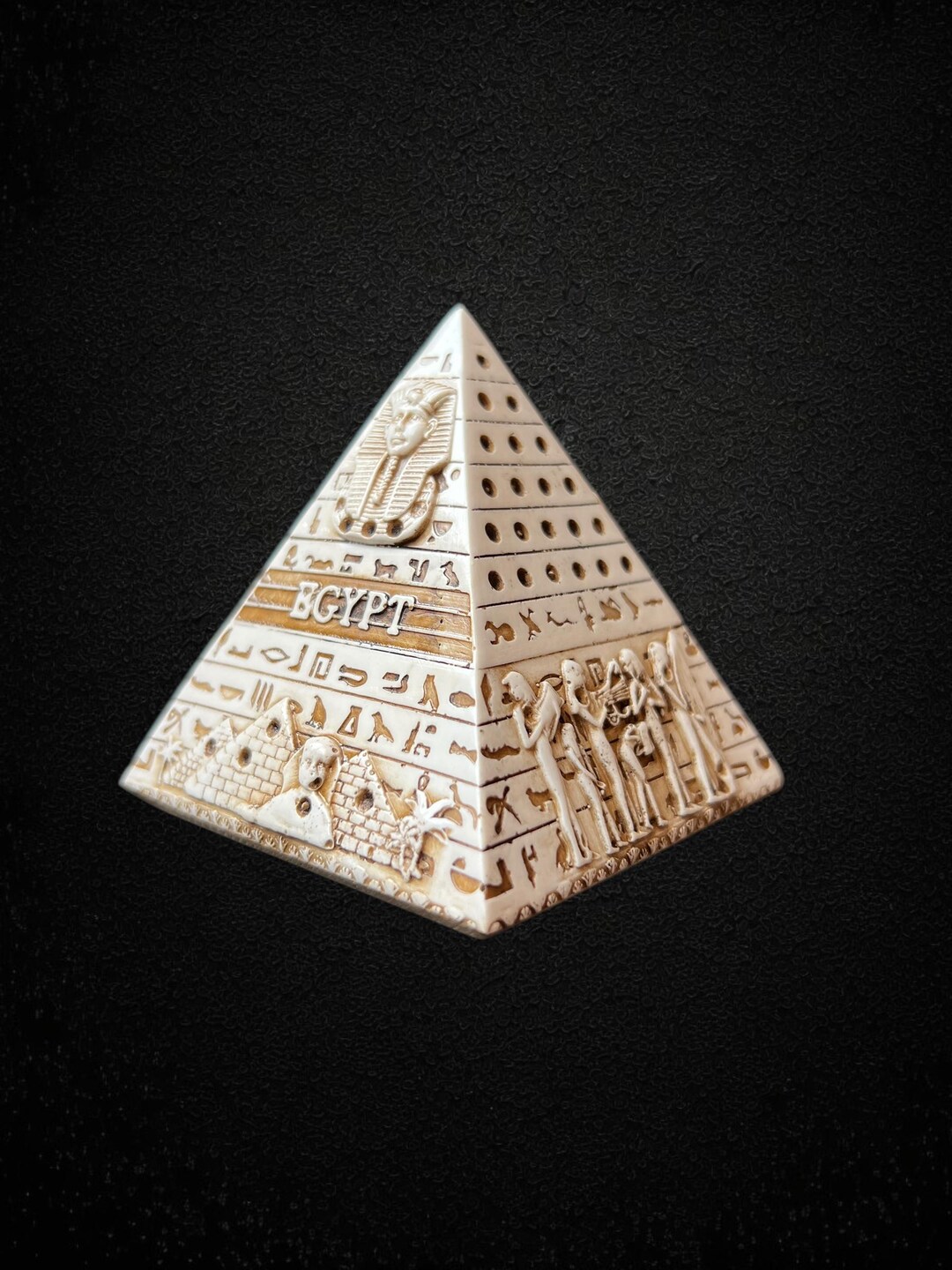 Ancient Ivory Pyramid Sculpture With Hieroglyphic Designs Made in Egypt ...