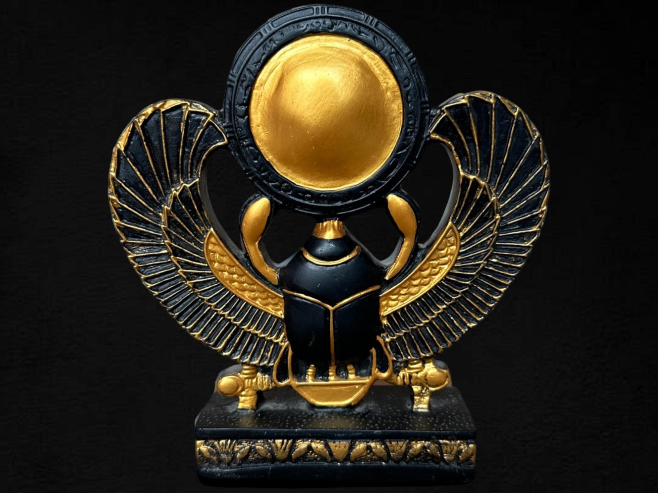 Scarab Beetle Sculpture Symbol of Renewal With a Sun Disk Winged Scarab ...