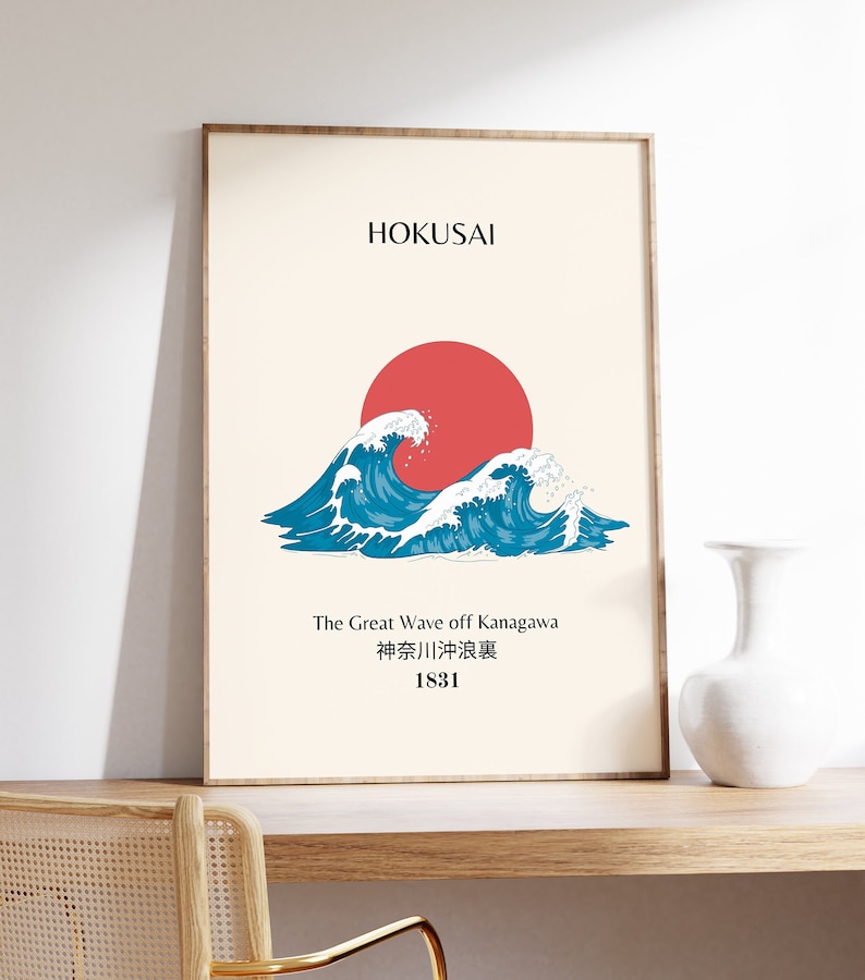 The Great Wave off Kanagawa Poster in a New Modern Art Shape - Etsy
