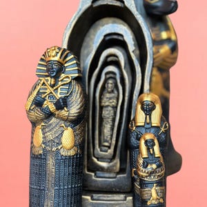 Anubis Sarcophagus With Egyptian Mummies Set Ancient Egyptian Collectible Handmade Statue Unique ...