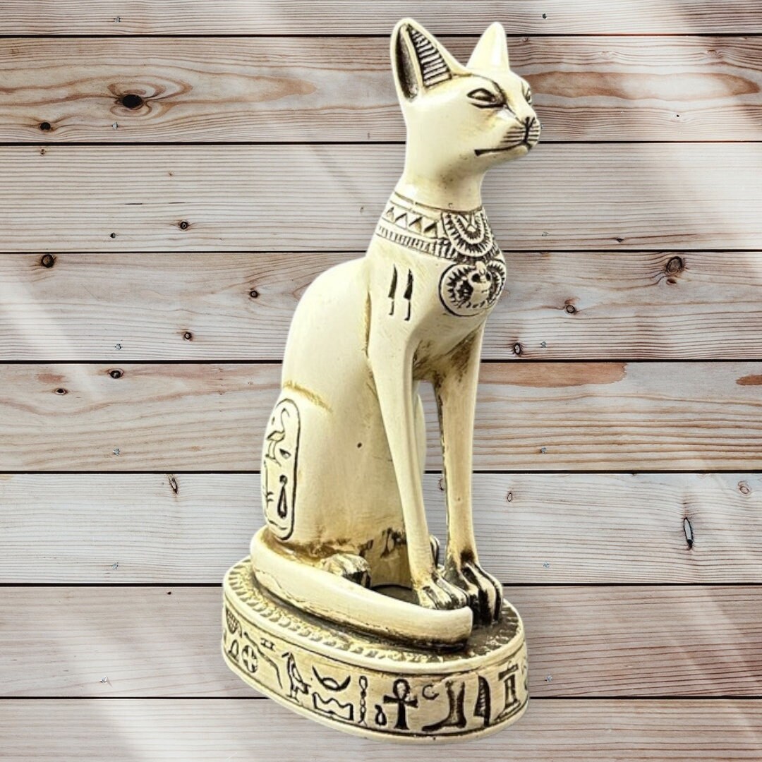 Lovely Egyptian Bastet Goddess Statue White Color With Eye of Horus on ...