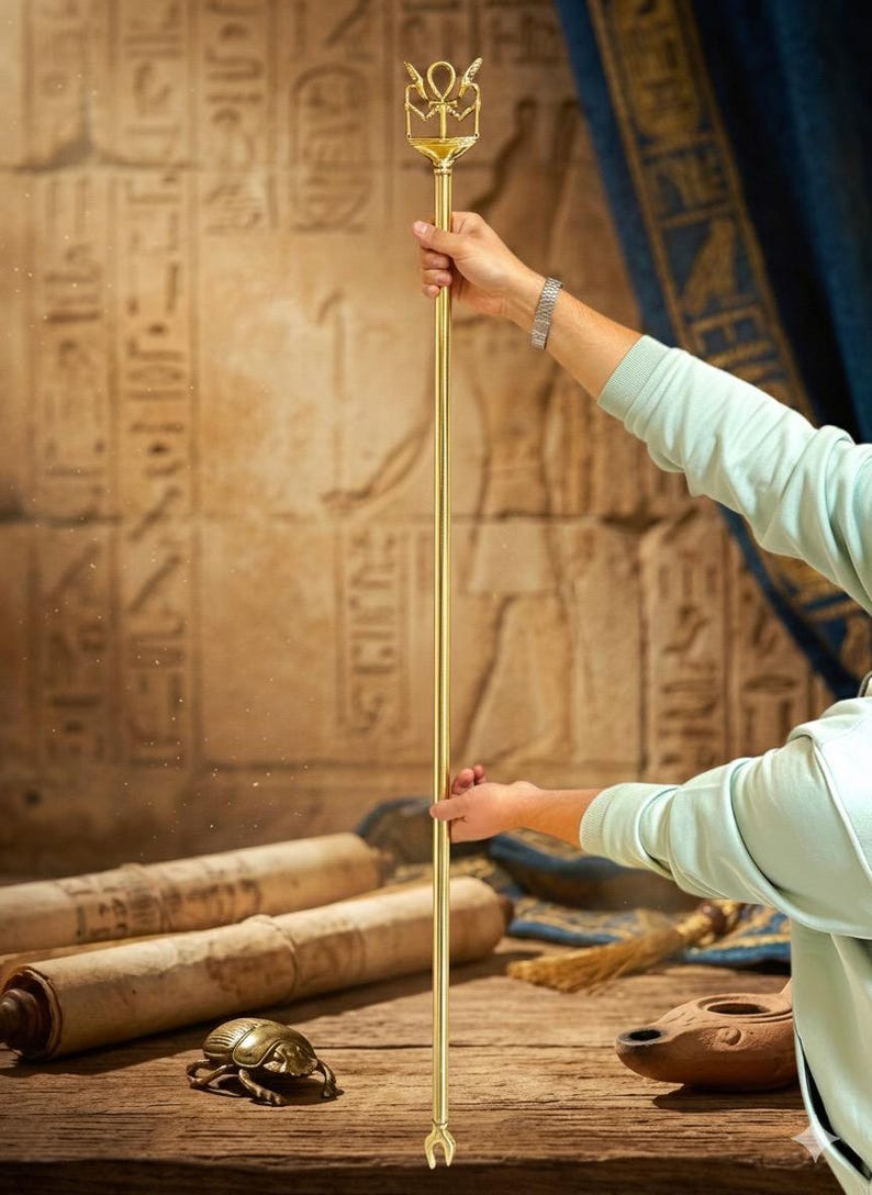 Golden Pharaoh Scepter of Ancient Authority Height 150CM Made in Egypt ...