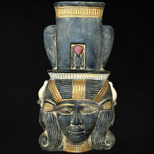 Rare Hathor Mask Wall Decor Mounted Stone Egyptian Goddess Venus Hathor ...