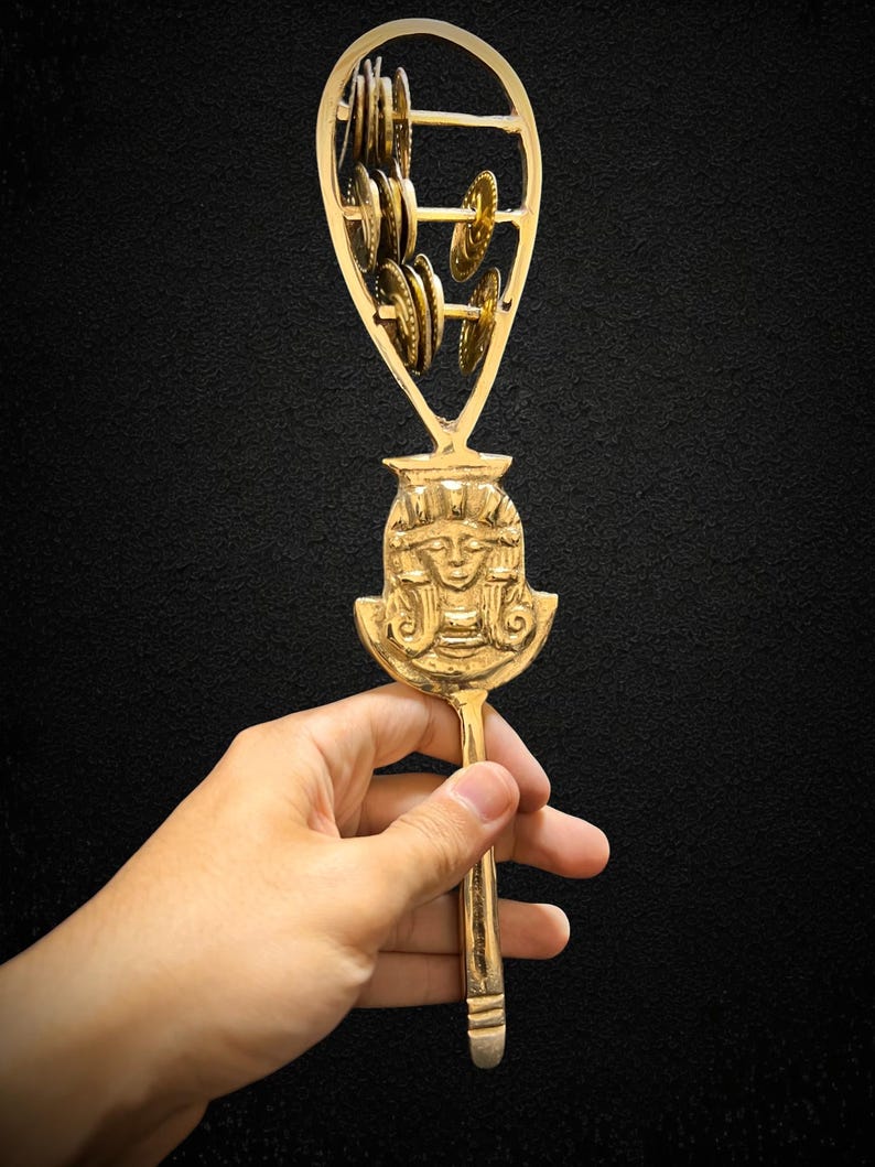 Egyptian Hathor Sistrum Brass Ritual Instrument Made in Egypt - Etsy UK