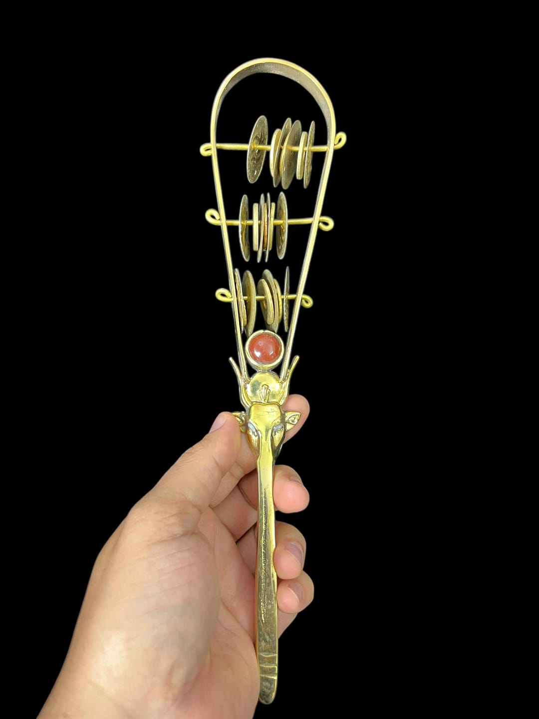 Hathor Sistrum With White Eyes – Sacred Egyptian Rattle Handmade in ...