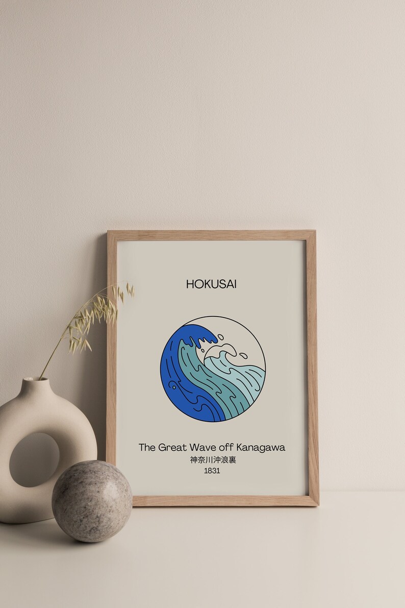 The Great Wave off Kanagawa Poster in a New Modern Art Shape | Etsy