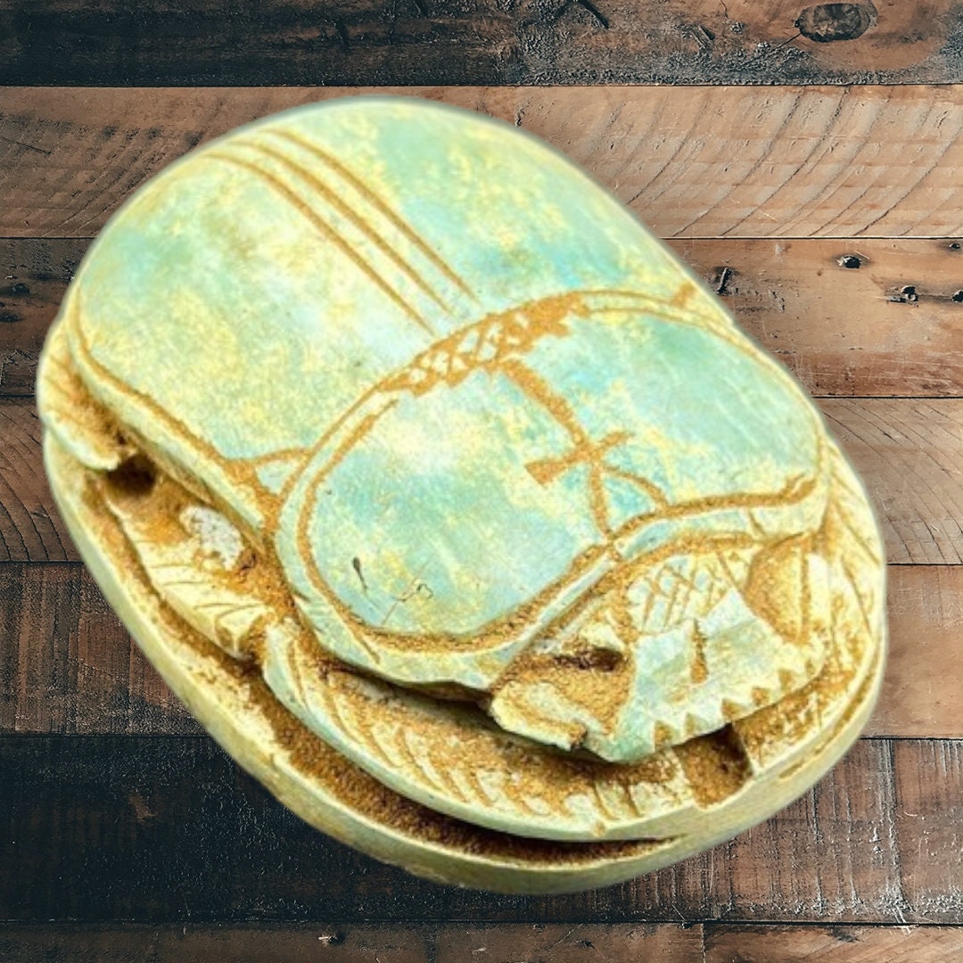 Old Sacred Scarab Unique Carved Scarab Stone Egyptian Art Beetle Amulet ...