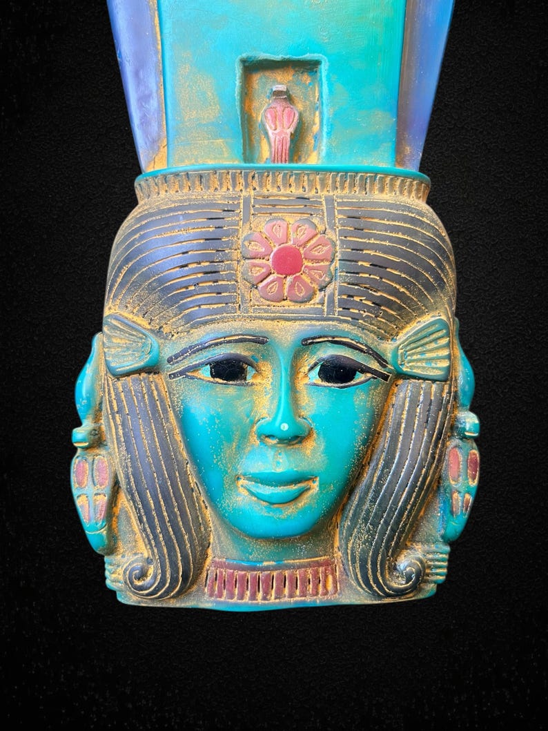Egyptian Hathor Goddess Statue Ancient Style Head Sculpture With Crown ...