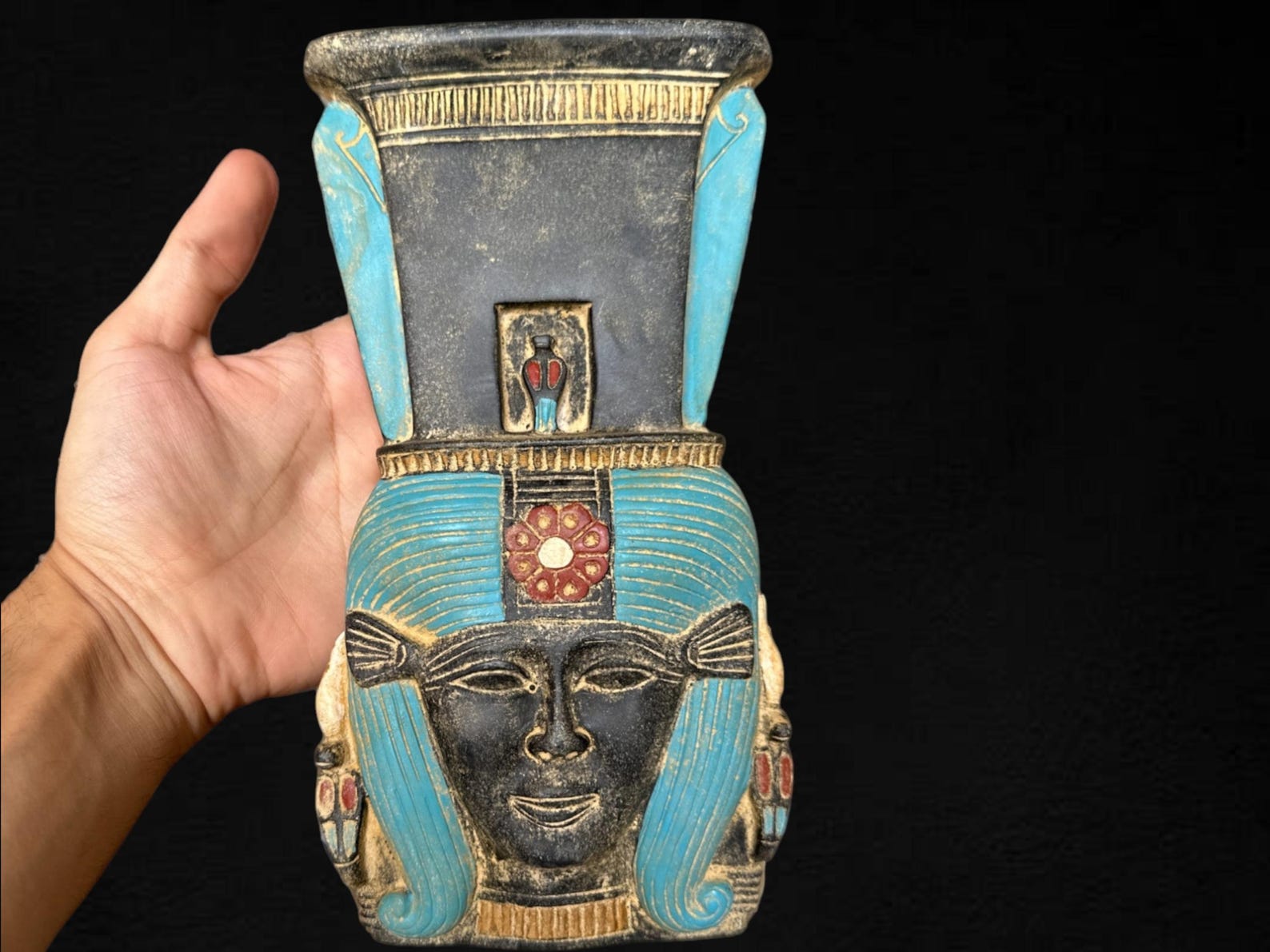 Rare Hathor Mask Sculpture Wall Mounted Egyptian Goddess Hathor Head ...