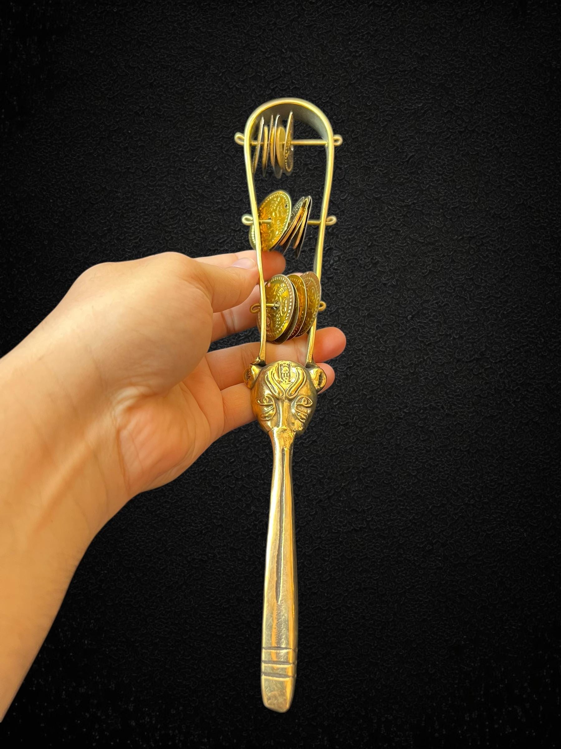 Ancient Egyptian Sekhmet Sistrum Brass Lioness Goddess Sound Rattle ...