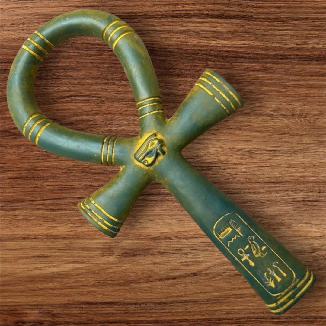 Handcrafted Green and Gold Ankh Egyptian Symbol of Eternal Life, Eye of ...