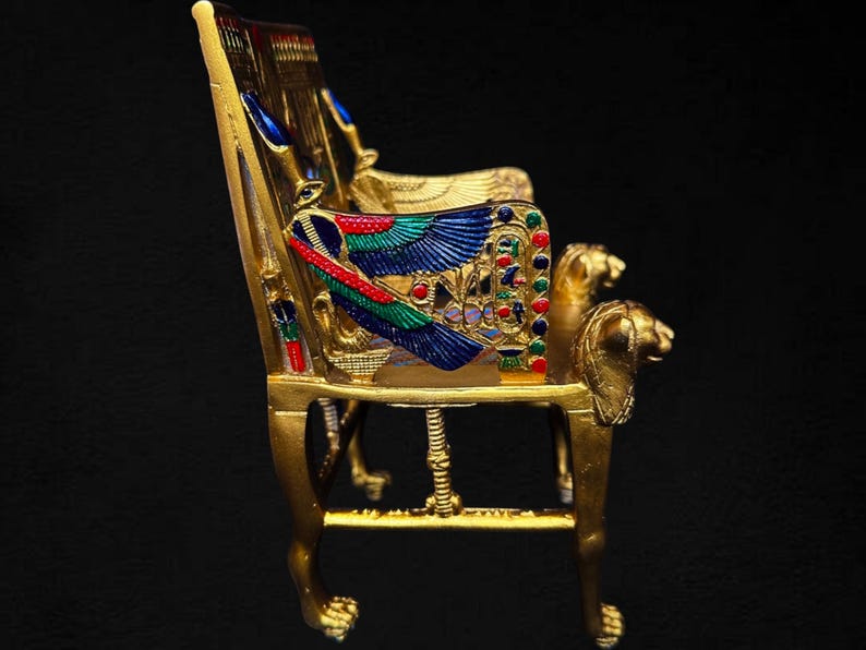 Exquisite Handcrafted King Tutankhamun Throne Chair With Amazing Lions ...