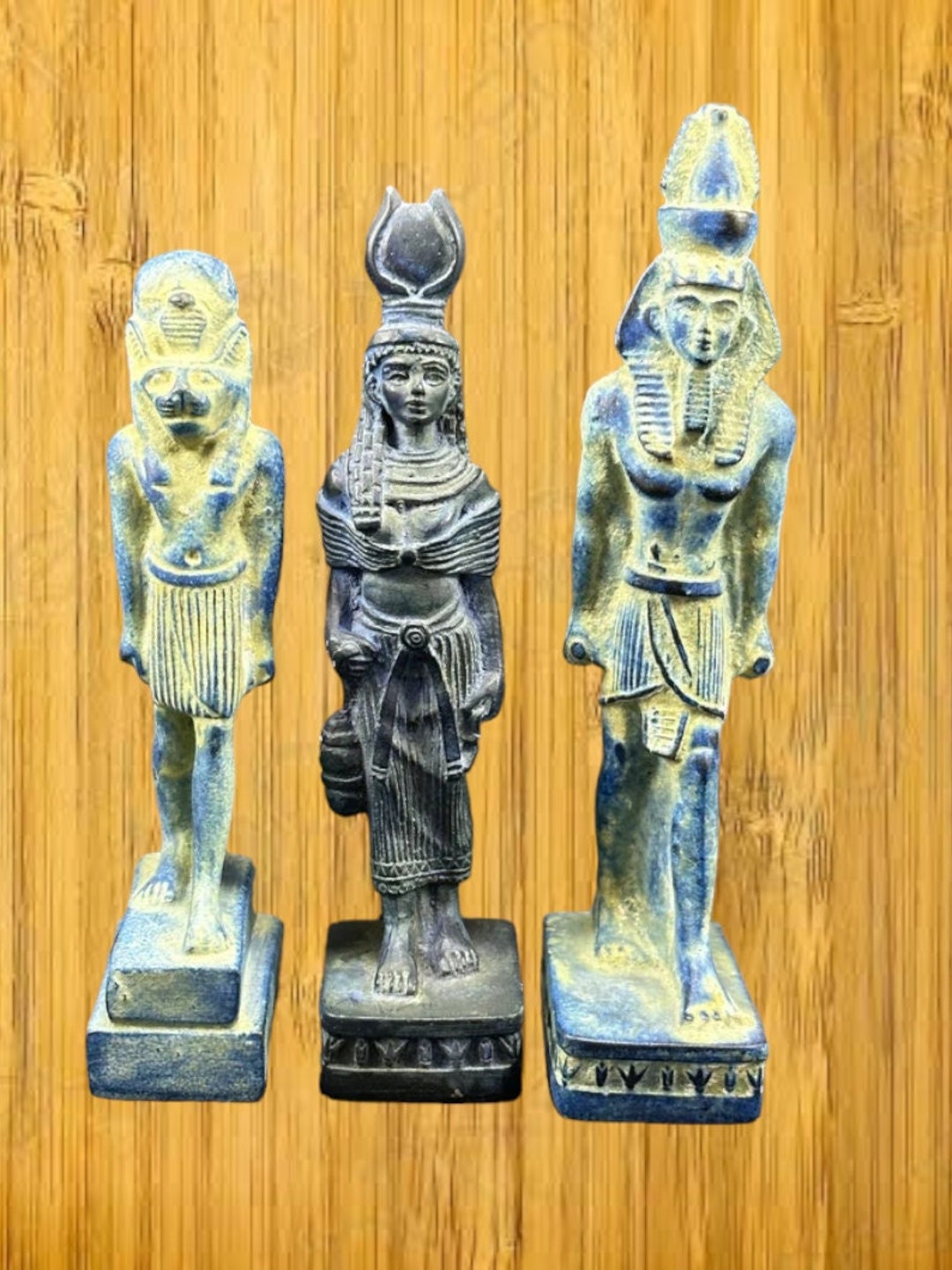 Set of Tiny Three Ancient Egyptian Deities Statues Egyptian Statue ...