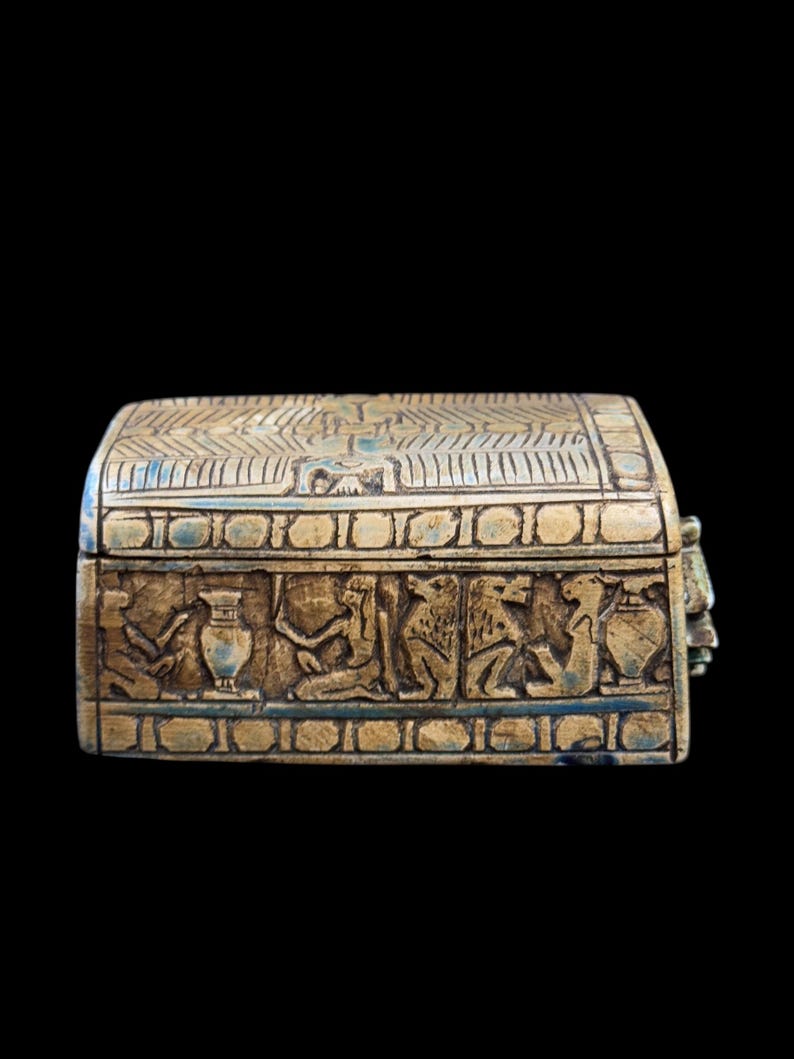 Egyptian Handmade Box With Blue Ankh Amulet – Horus Eye Decor With ...