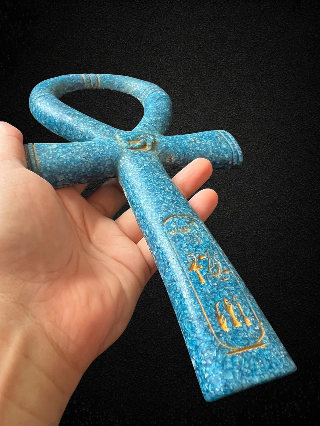 Ancient Egyptian Blue Ankh Statue – Hieroglyphic Life Symbol Home Decor ...