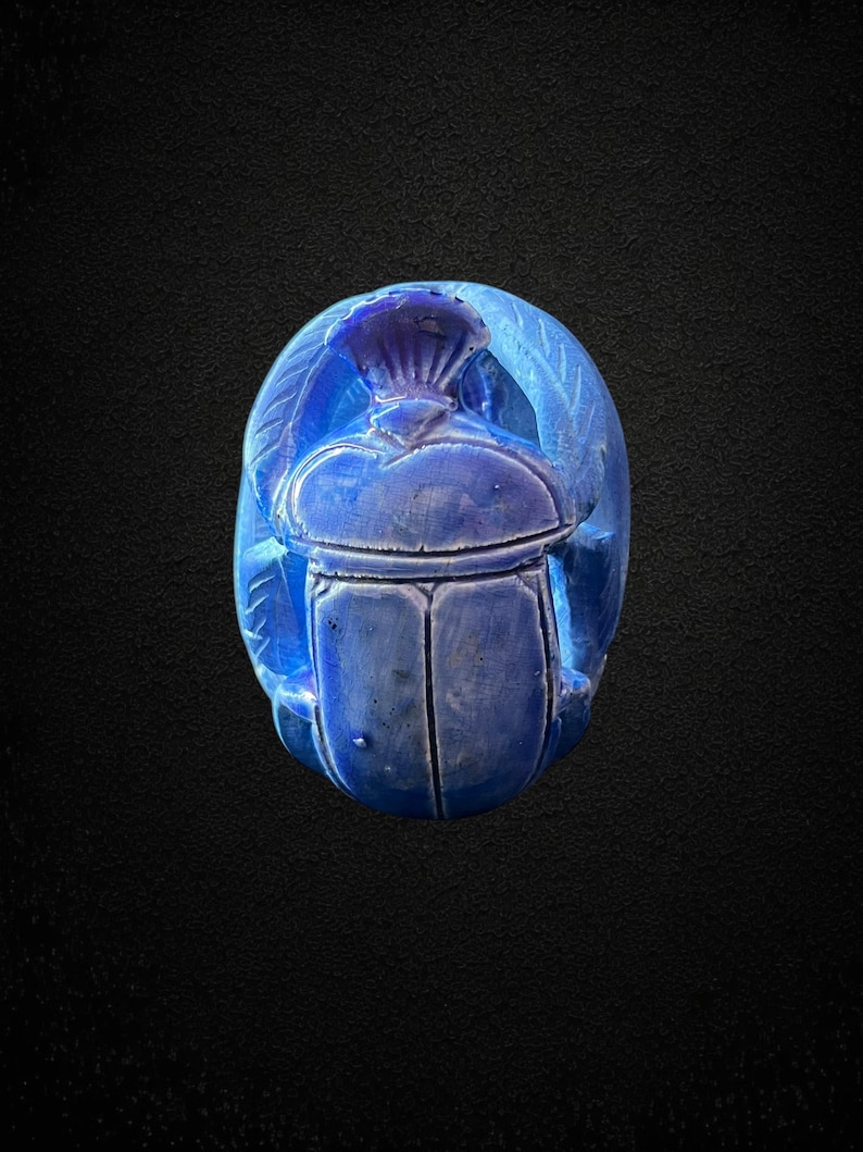 Egyptian Blue Scarab Amulet: Rebirth, Luck, Protection - Etsy