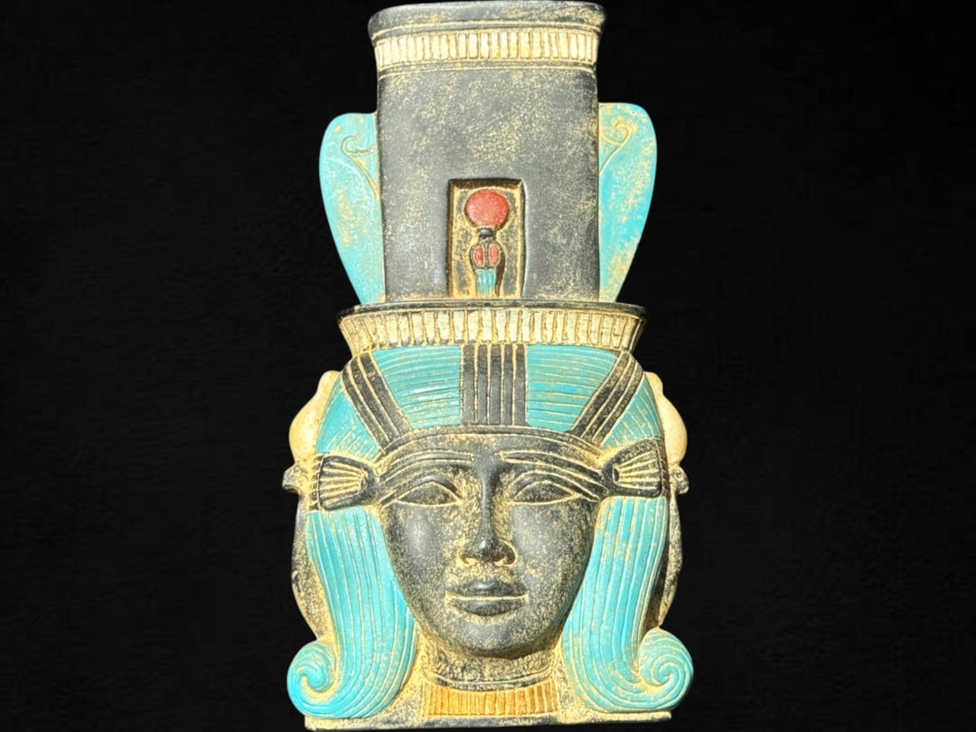 Hathor Mask Sculpture Wall Mounted Egyptian Goddess Hathor Head Venus ...