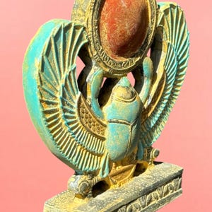 Unique Scarab Beetle Sculpture Symbol of Renewal With a Sun Disk Winged ...