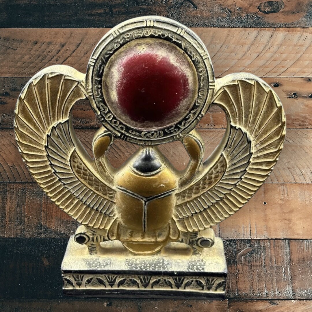 Scarab Beetle Sculpture Symbol of Renewal With a Sun Disk Winged SCARAB ...