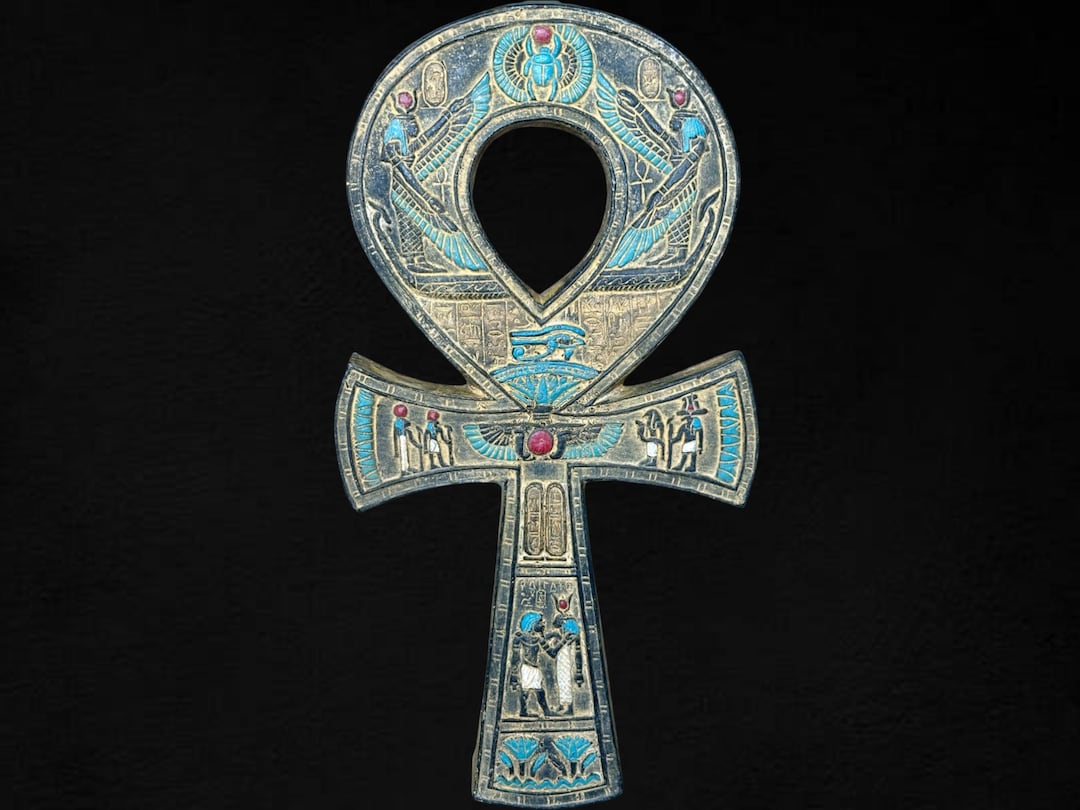 Ankh Cross Key of Life Handcrafted Ancient Egypt Decor Hieroglyphs and ...