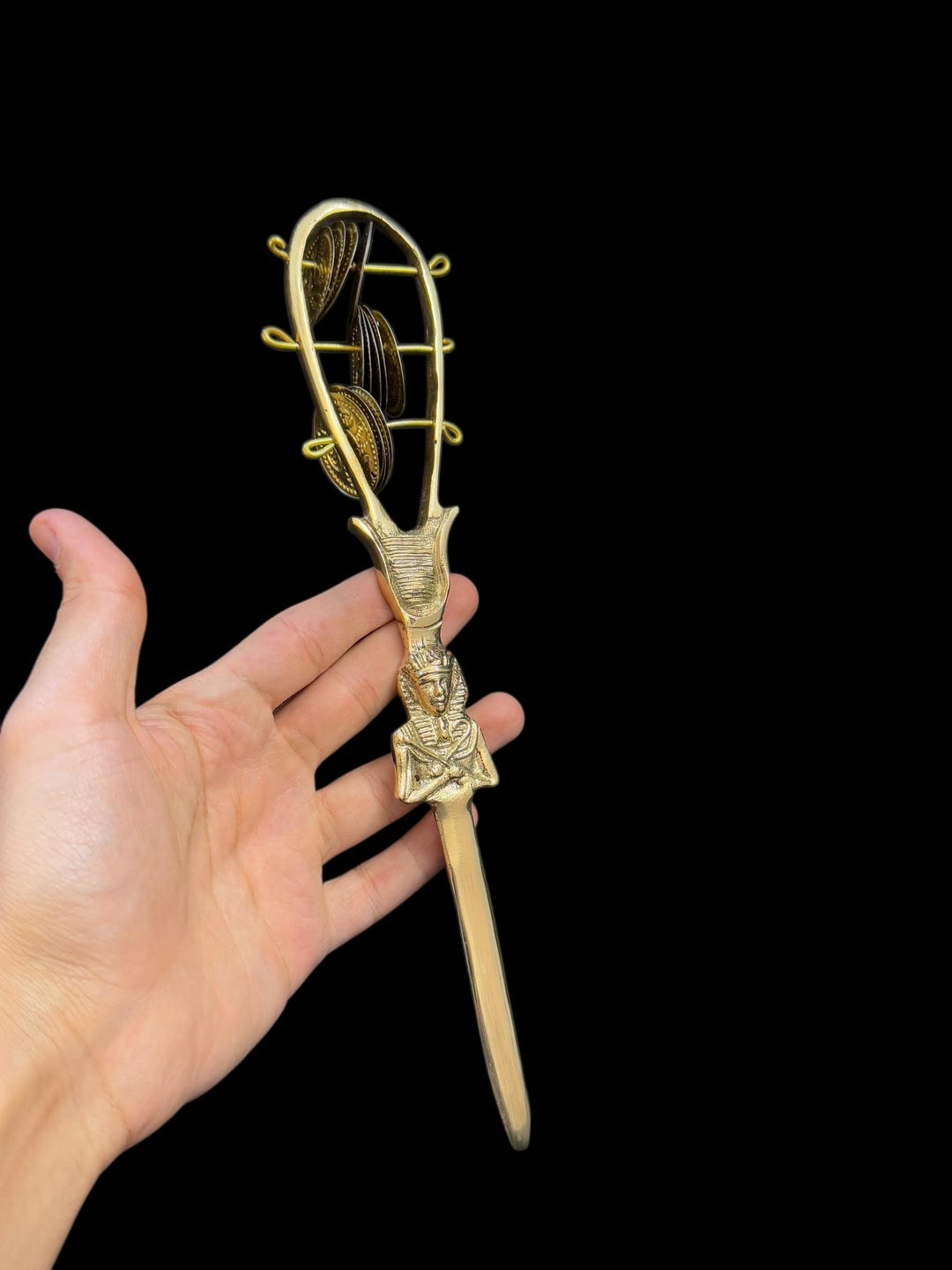 Pharaoh Tutankhamun Brass Sistrum Blade-handled Egyptian Rattle ...