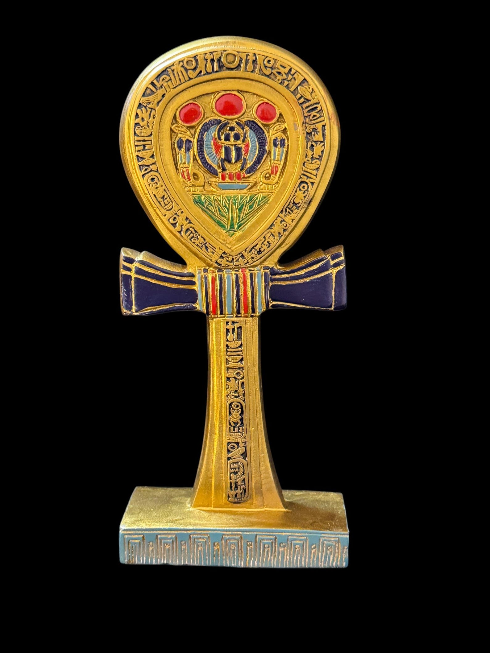 Gold Ankh Statue: Egyptian Scarab, Hieroglyphics, Sacred Decor - Etsy