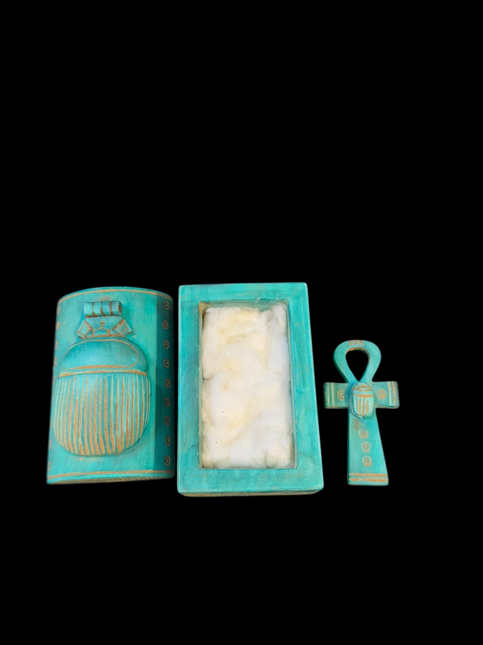 Sacred Scarab Ankh Box Turquoise Egyptian Memory Chest Mythical Symbol ...