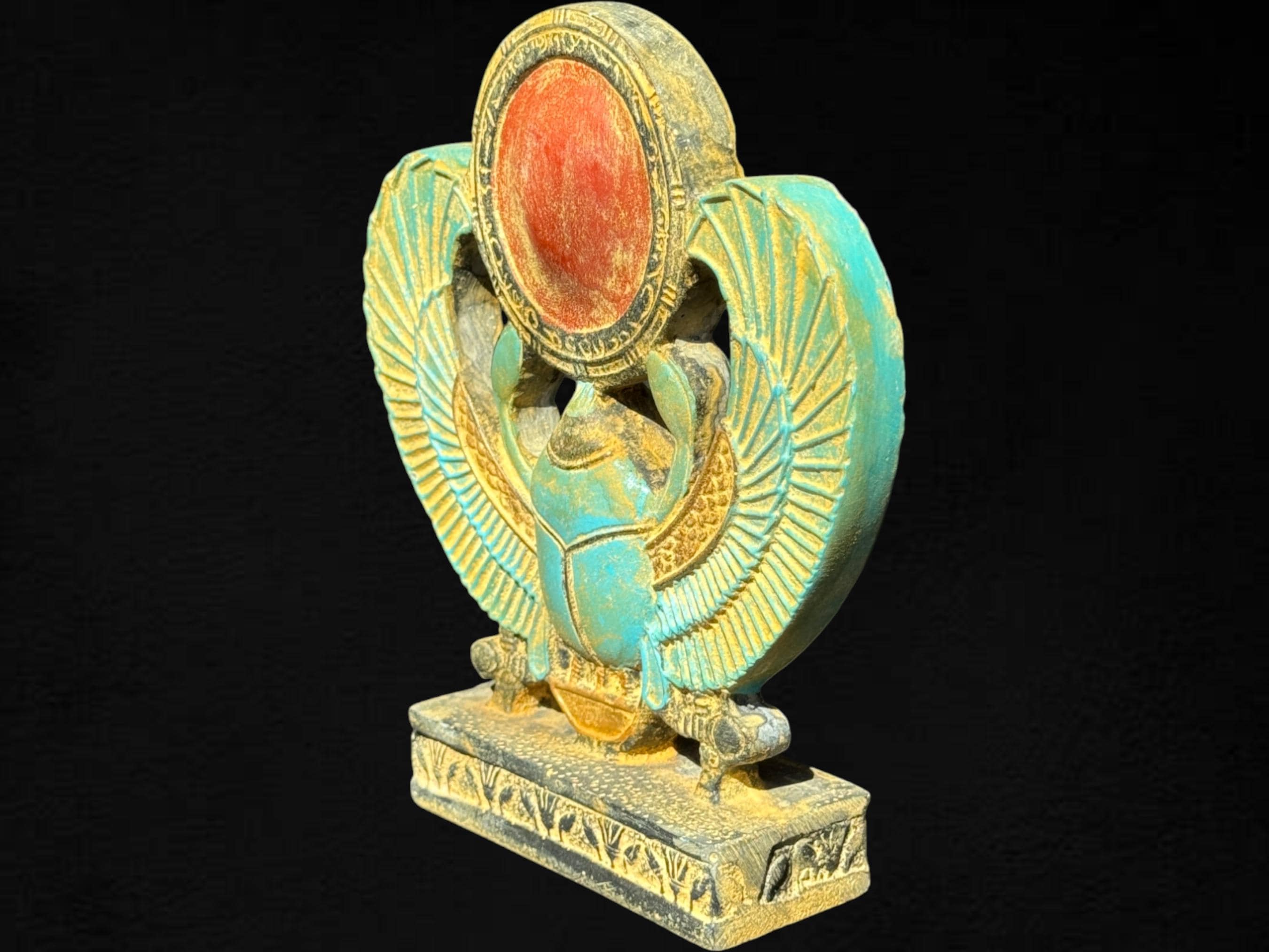 Handmade Winged Scarab Beetle Sculpture: Egyptian Khepri Statue - Etsy