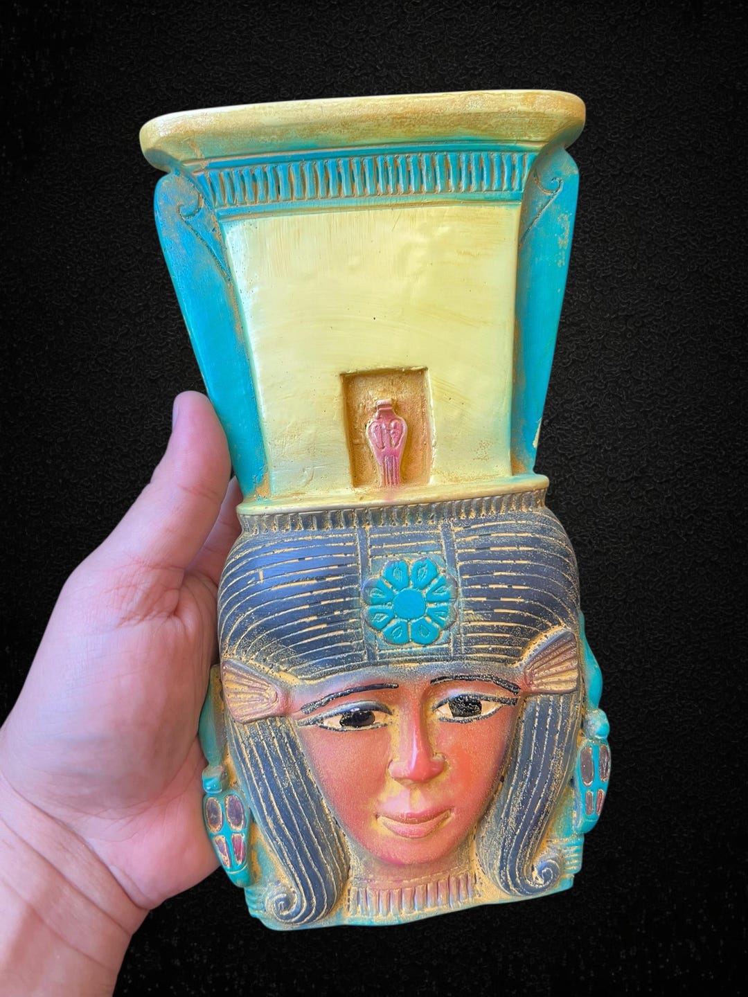 Unique Egyptian Hathor Wall Mask – Hand-painted Goddess of Joy & Music ...