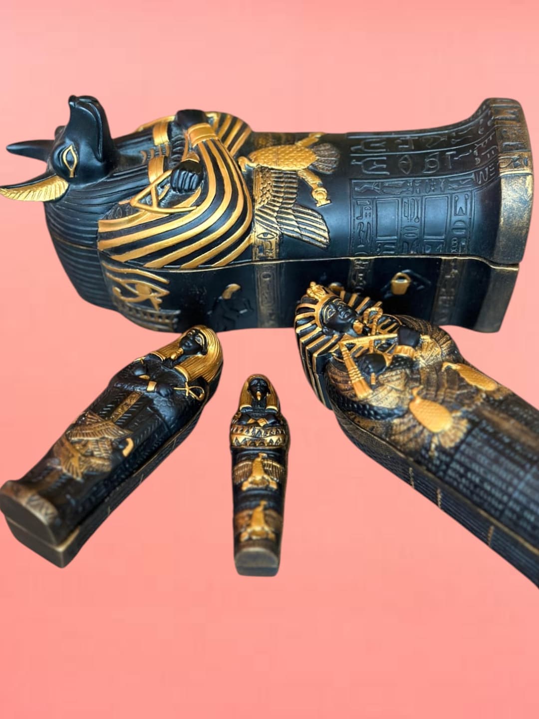 Anubis Sarcophagus With Egyptian Mummies Set Ancient Egyptian ...