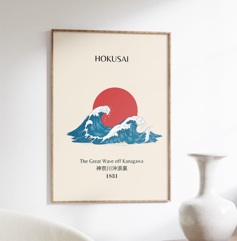 The Great Wave off Kanagawa Poster in a New Modern Art Shape - Etsy