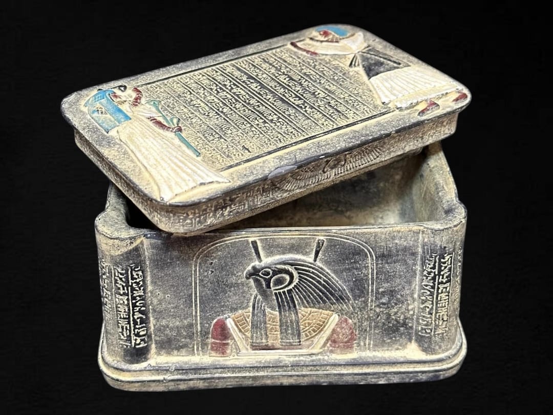 Egyptian Engraved Treasure Box Stone Egyptian Storage Box With ...