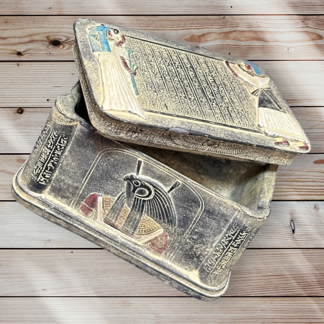 Egyptian Engraved Treasure Box Stone Egyptian Storage Box With ...