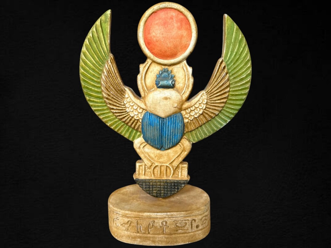 Handmade Winged Scarab Beetle Sculpture: Egyptian Khepri Statue - Etsy