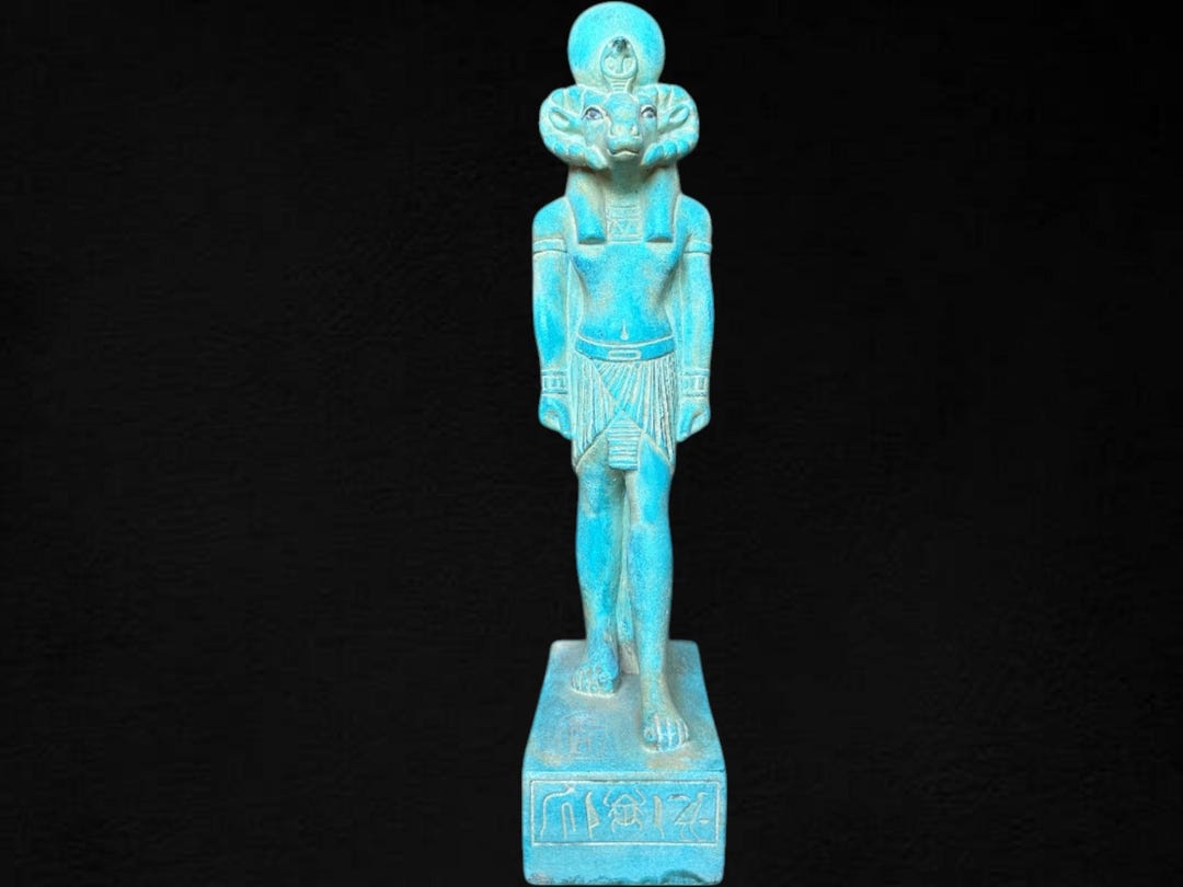 God Khnum Statue Ancient Egyptian God Khnum Crowned With the Sun Disk ...