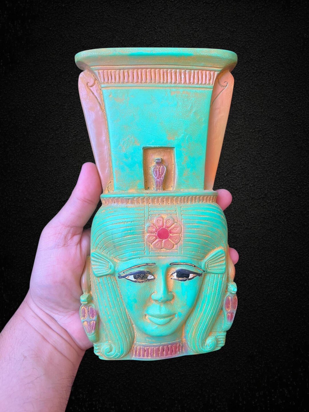 Rare Egyptian Hathor Goddess Statue Ancient Style Head Sculpture With ...