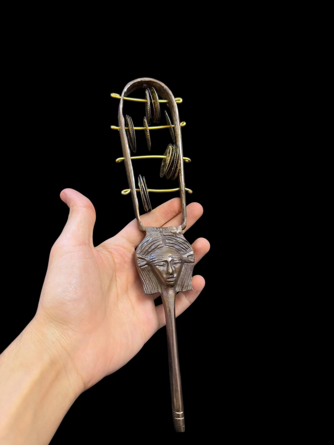 Ancient Egyptian Sistrum Rattle Bronze Ritual Instrument With Pharaoh ...