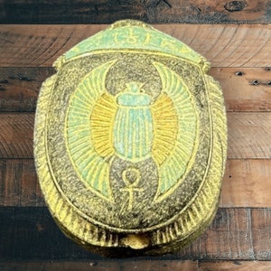Super Ancient Egyptian Scarab Amulet Beetle Heavy Stone Sculpture With ...