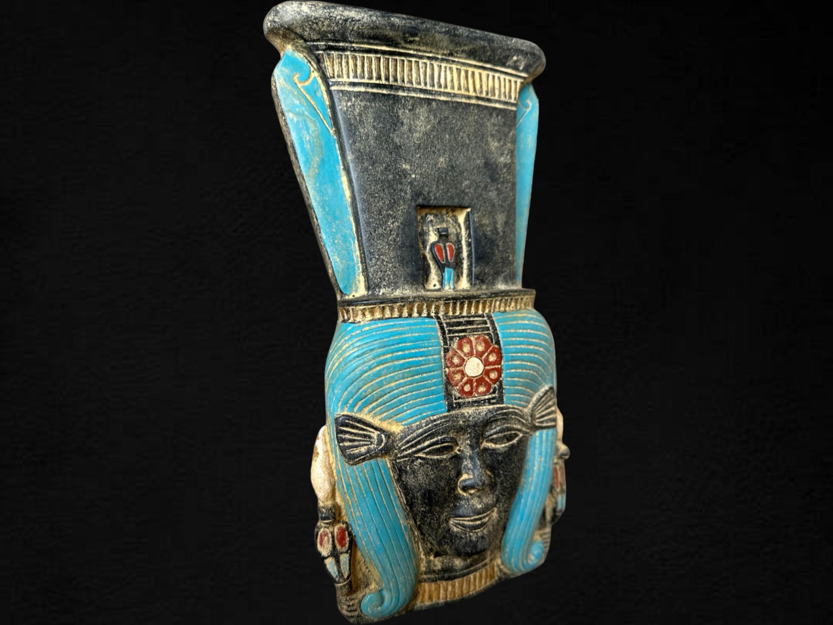 Rare Hathor Mask Sculpture Wall Mounted Egyptian Goddess Hathor Head ...