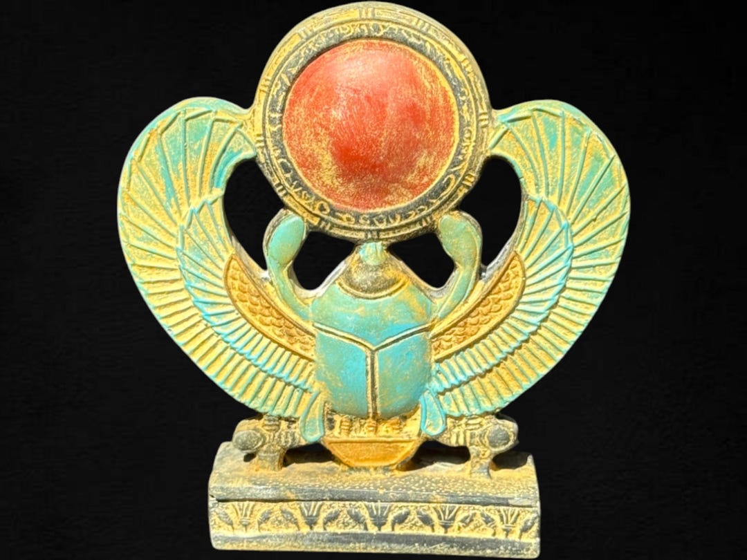 Handmade Winged Scarab Beetle Sculpture: Egyptian Khepri Statue - Etsy