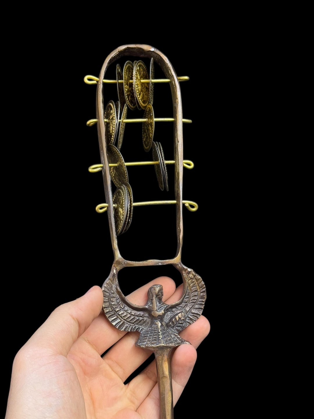 Oxidized Sistrum of Isis Handcrafted Ancient Egyptian Ritual Rattle ...