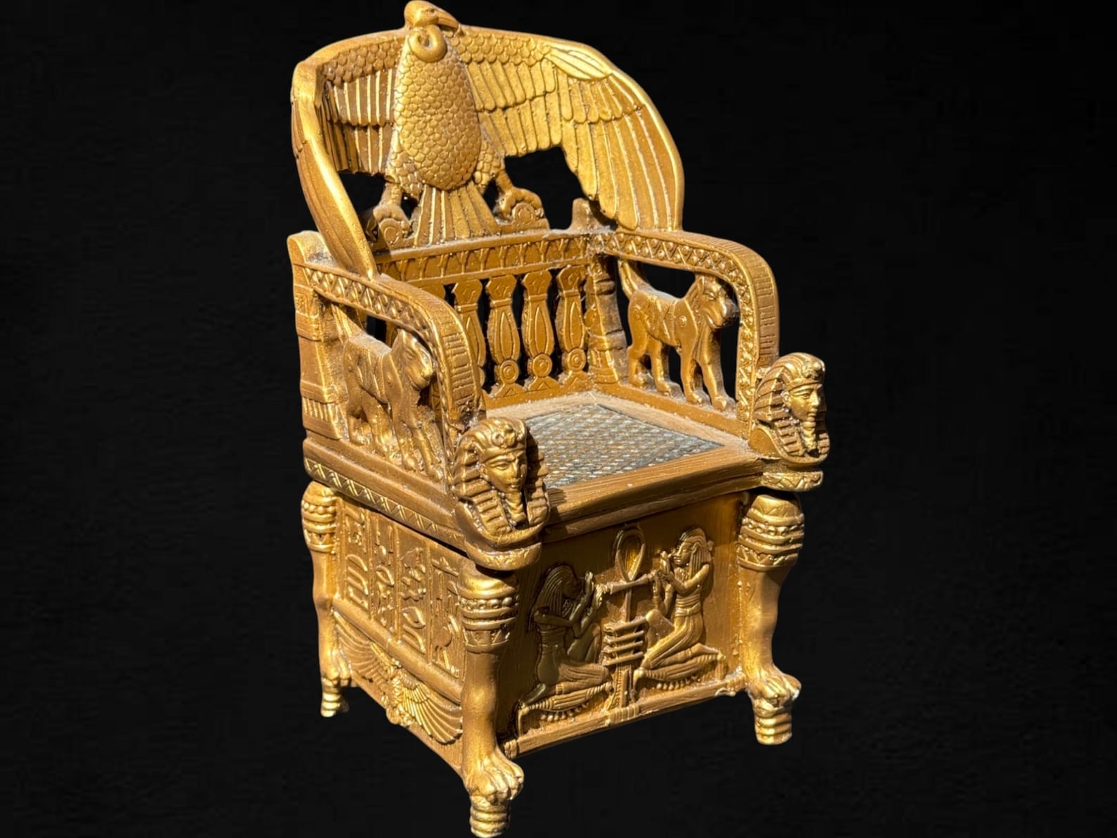 Handcrafted King Tut Throne Chair: Egyptian Decor With Lions - Etsy