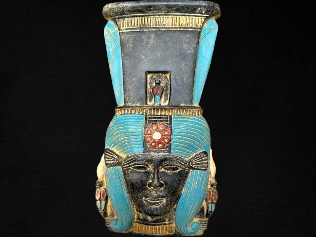 Rare Hathor Mask Sculpture Wall Mounted Egyptian Goddess Hathor Head ...