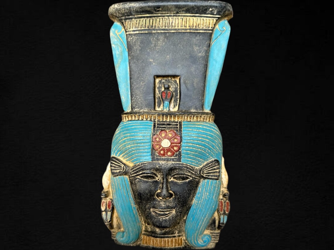 Rare Hathor Mask Sculpture Wall Mounted Egyptian Goddess Hathor Head ...