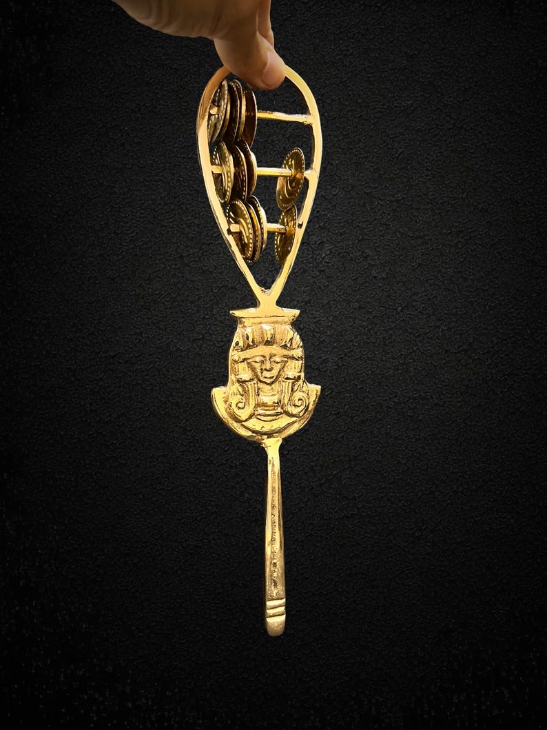 Egyptian Hathor Sistrum Brass Ritual Instrument Made in Egypt - Etsy UK